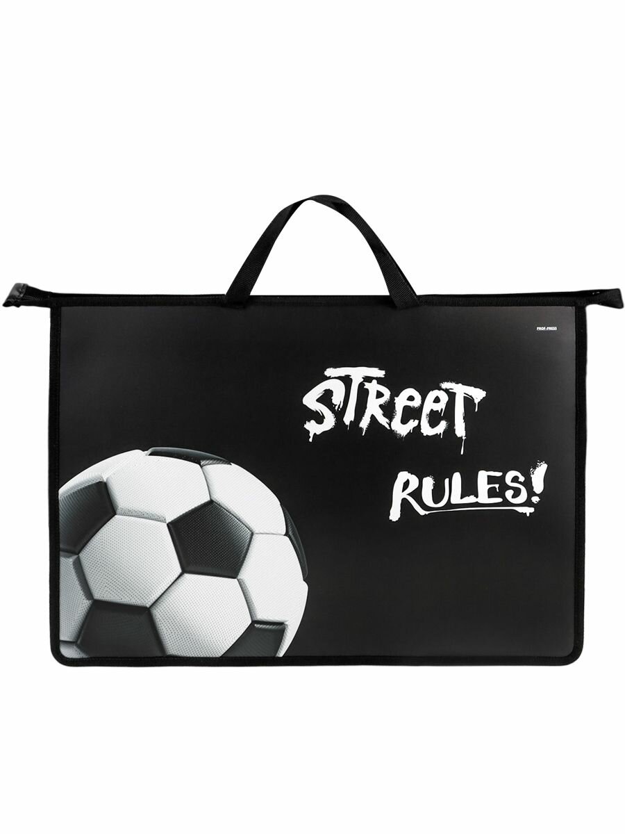 Портфель-папка для чертежей и рисунков А3 "Чёрно-белый мяч" пластик, на молнии