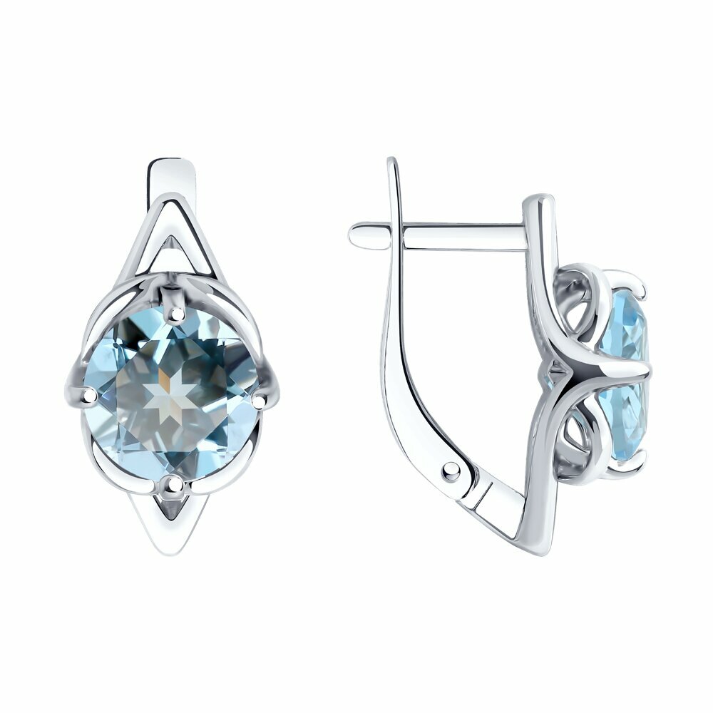 Серьги, серебро, 925 проба, топаз
