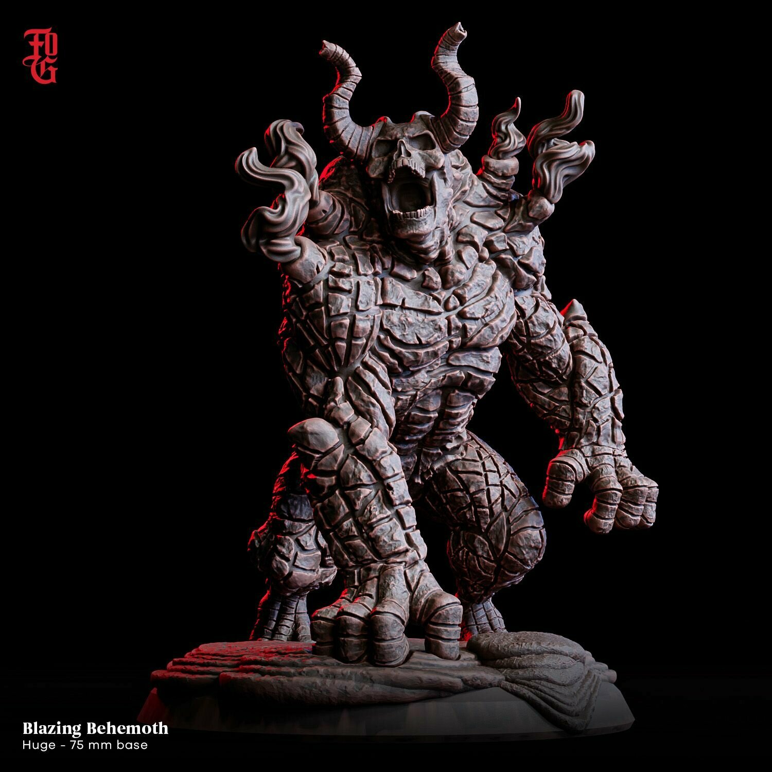 Миниатюра D&D 'Пылающий бегемот' масштаб 32 мм (DnD, Dungeons & Dragons, ДнД, Подземелья и Драконы, Pathfinder)