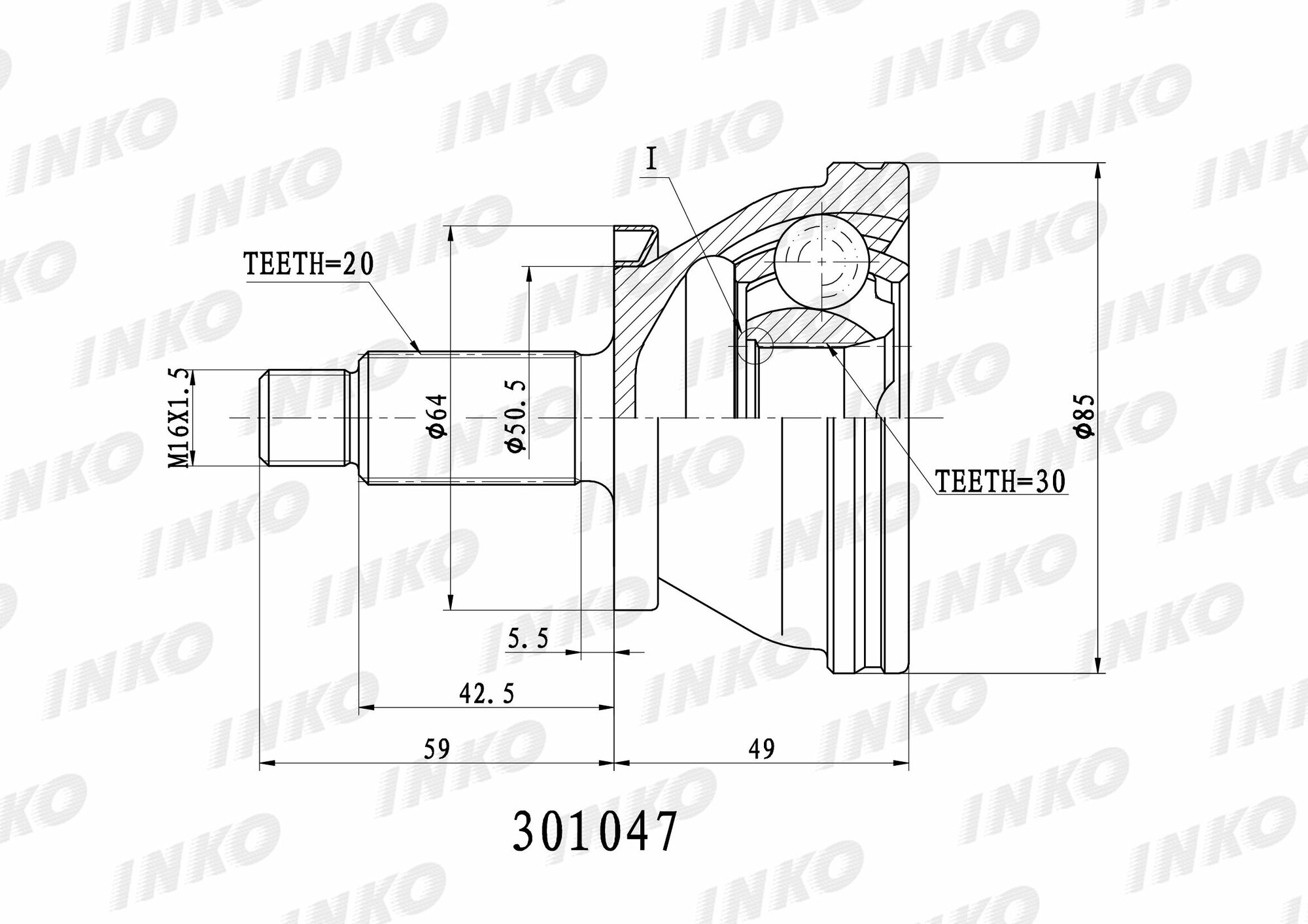 ШРУС внешний 20 30 перед прав лев INKO 301047