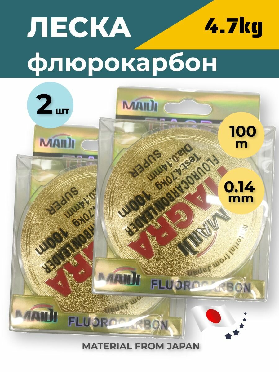 Леска рыболовная флюрокарбон 100 м, 2 шт
