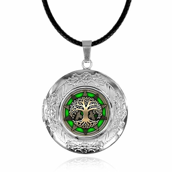 Подвеска на шею женская и мужская аромакулон с оберегом Дерево жизни. Защитный ароматический амулет на шнурке