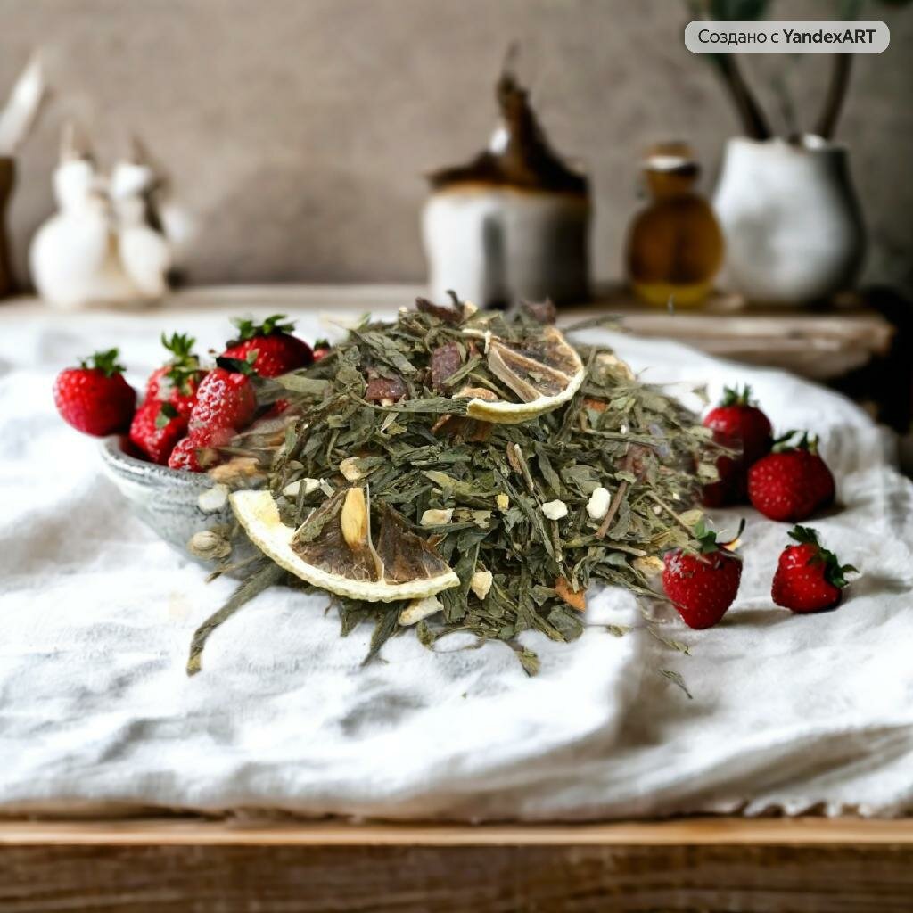 Fresh Lime. Китайский элитный чай Сенча с добавлением цедры лимона, шиповника, долек лимона, листочков мяты с ароматом лайма (150 гр.)