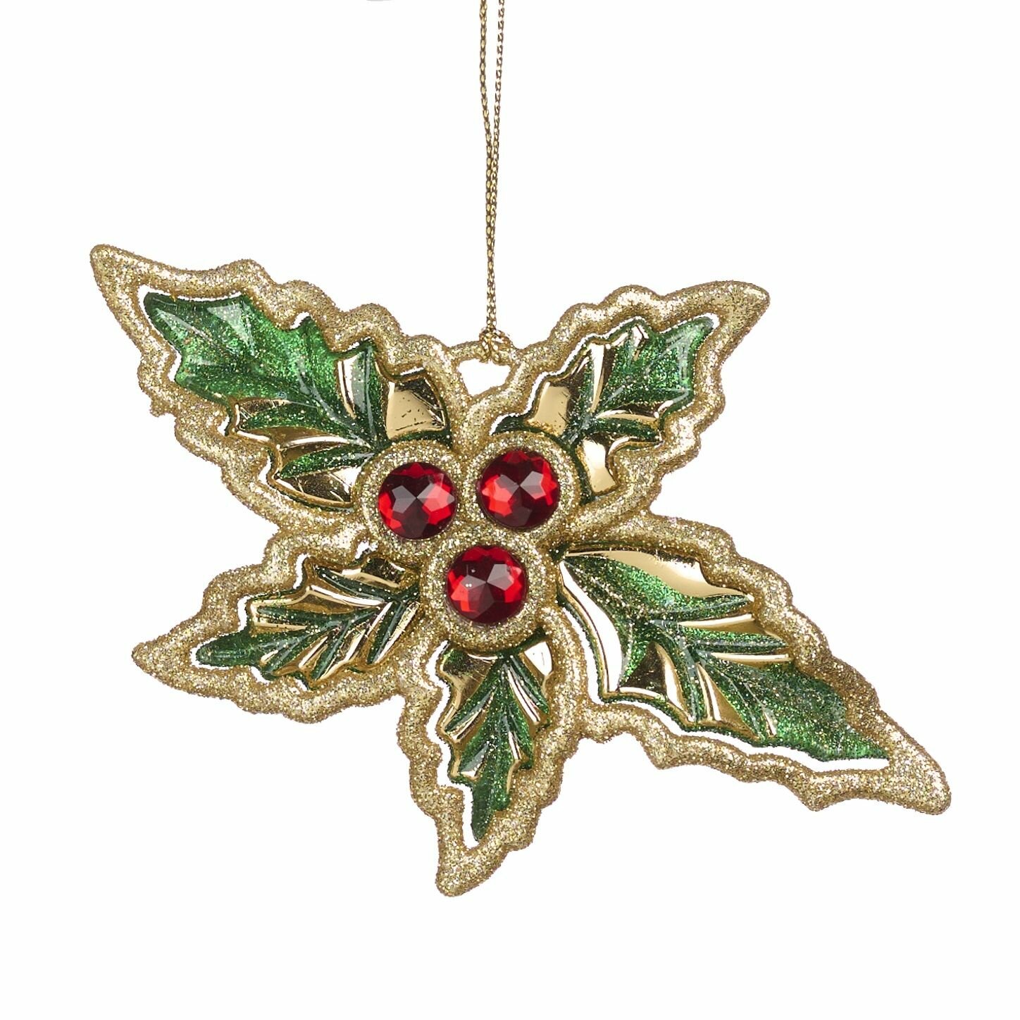 Елочная игрушка Goodwill "Листики с ягодками" M&G, ручная работа, 12 см