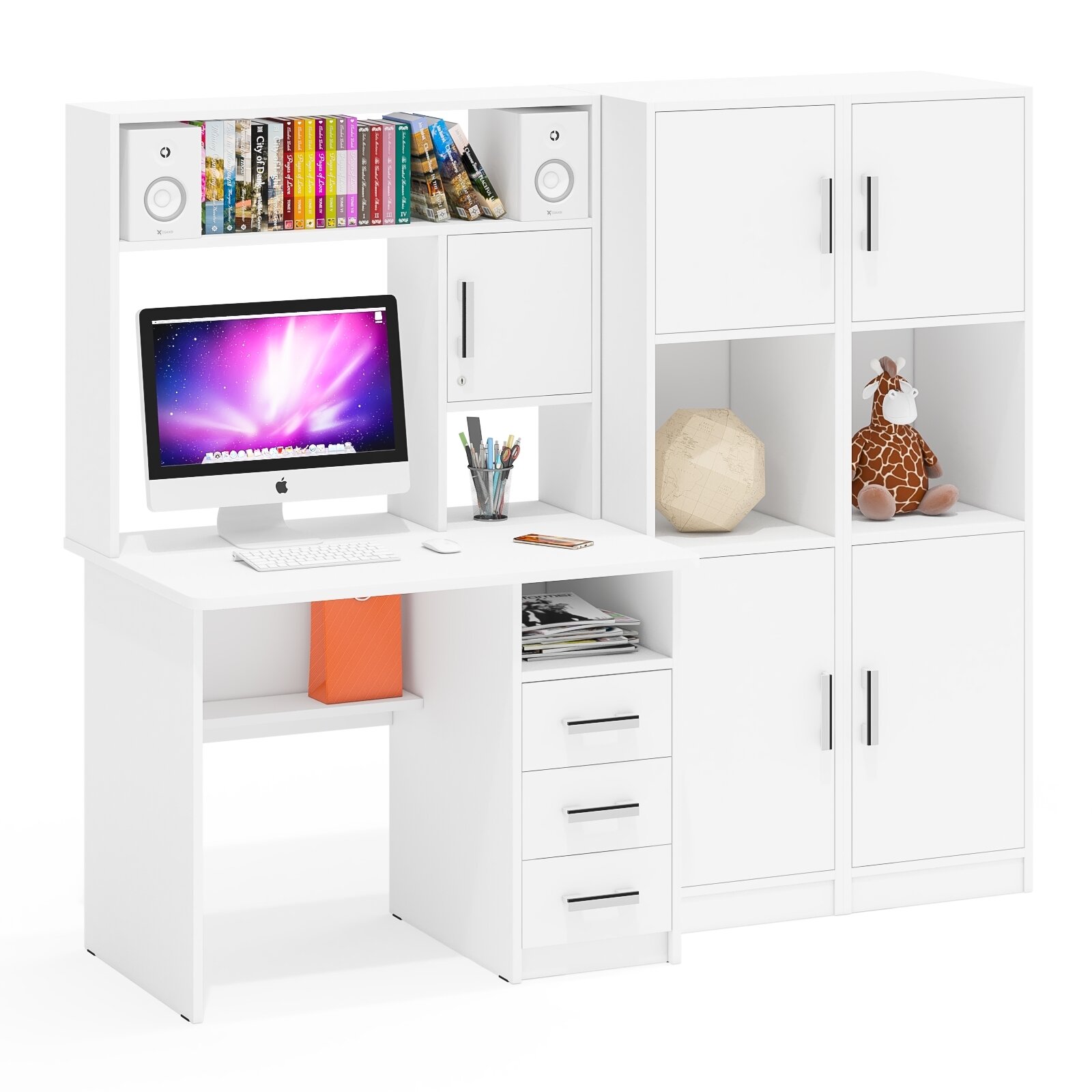 Уголок школьника Мебельный Двор СК-9 цвет белый шагрень, 188х70х160 см.