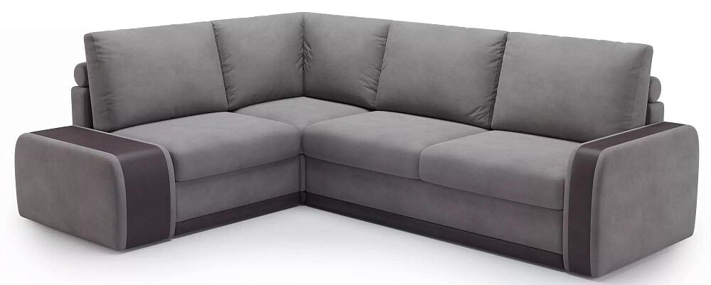 Угловой диван Boss (Босс) Серый Велюр Левый, дельфин, 272х190х95 см, с ящиком для белья