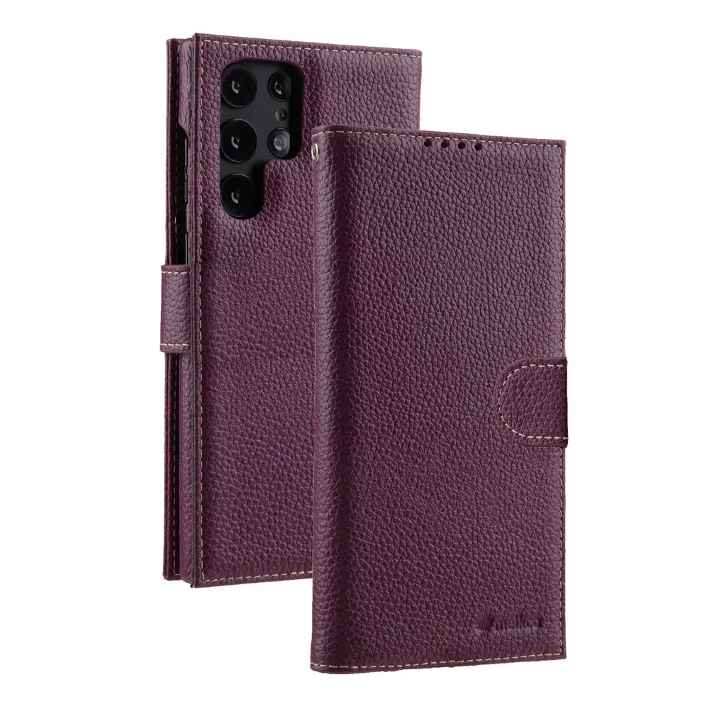 Кожаный чехол книжка Melkco Wallet Book Type для Samsung Galaxy S23 Ultra, сиреневый