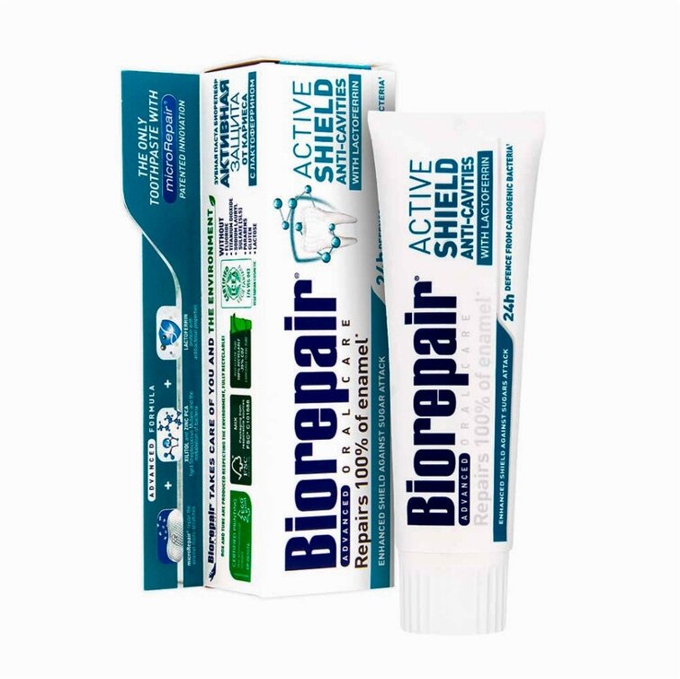 Зубная паста Biorepair Active Shield, активная защита эмали зубов, 75 мл, 100 г