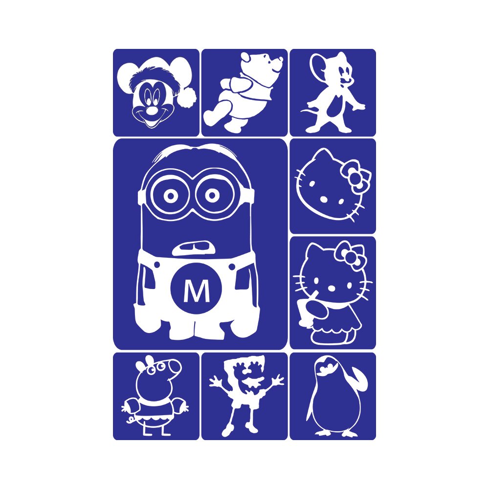 Ники Набор трафаретов для мехенди №1 29x21 см ТР024-SH24 Мультфильм стильные узоры на руках