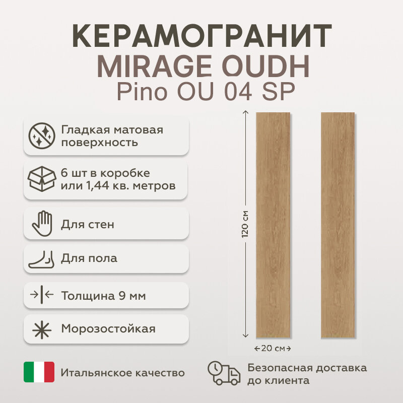 Керамогранит MIRAGE OUDH Pino SP SQ OU04 20x120 см, 1,44 кв. м (6 шт в упак)