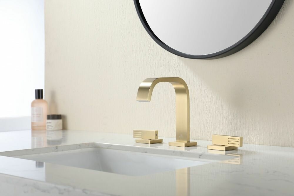 01115-S Смеситель на борт раковины (3-отв, Мат. Золото) GANZER