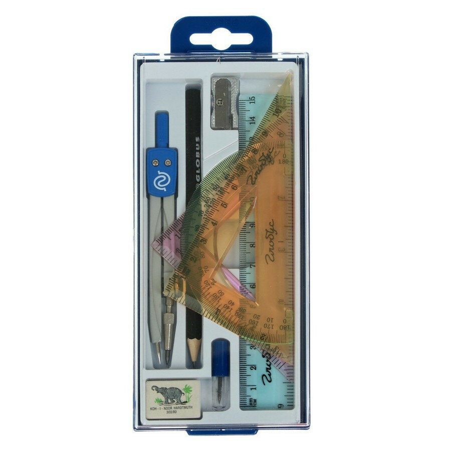 Готовальня Глобус School, 9 предметов в пластиковом футляре (Globus НЧ9-40-60)