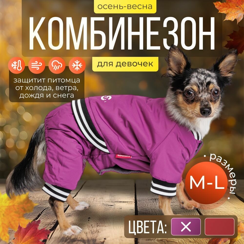 Одежда (комбинезон) для собак Petmax, р. М, фиолетовый