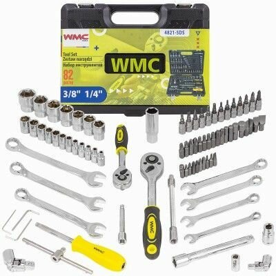 Набор инструментов 82 предмета 1/4" 3/8' (6-гранные) WMC TOOLS (4-22 мм)