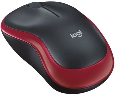 Мышь Logitech M185, оптическая, беспроводная, USB, черный и красный 910-002237
