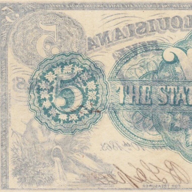 5 долларов 1863 года штат Луизиана, сувенирная копия, банкноты и купюры редкие коллекционные