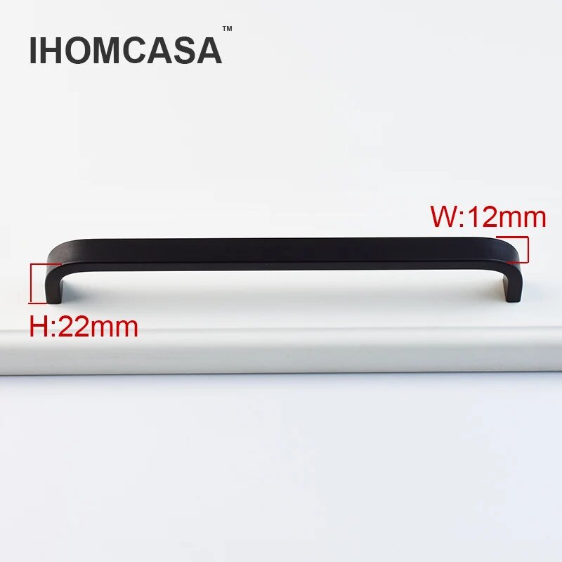 Ручка для шкафа iHOMCASA черная, W:12mm, H:22mm