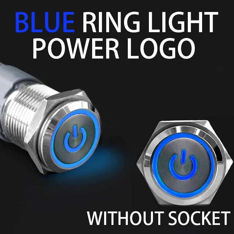 Выключатель питания с подсветкой Blue circle Power 220V