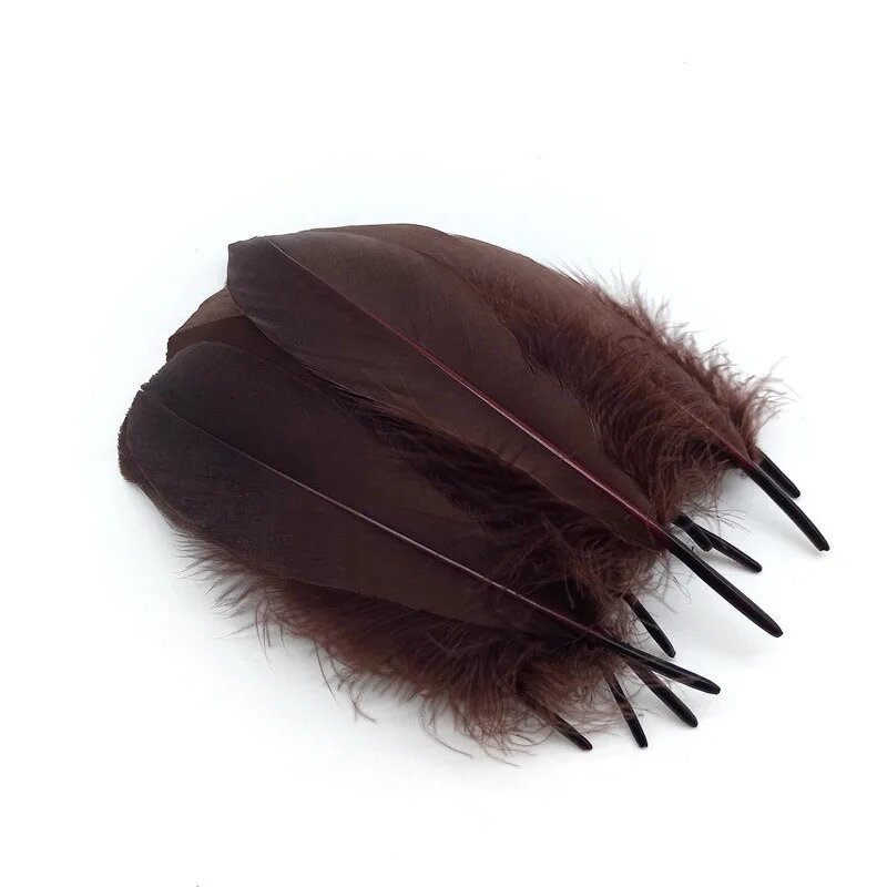 Натуральные гусиные перья 13-18см GuangSheng 50PCS, Dark Brown feathers