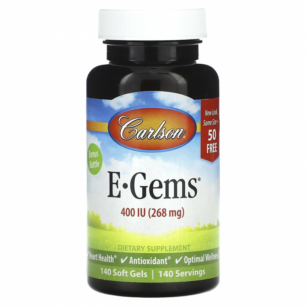 Carlson, E-Gems®, 268 мг (400 МЕ), 140 капсул