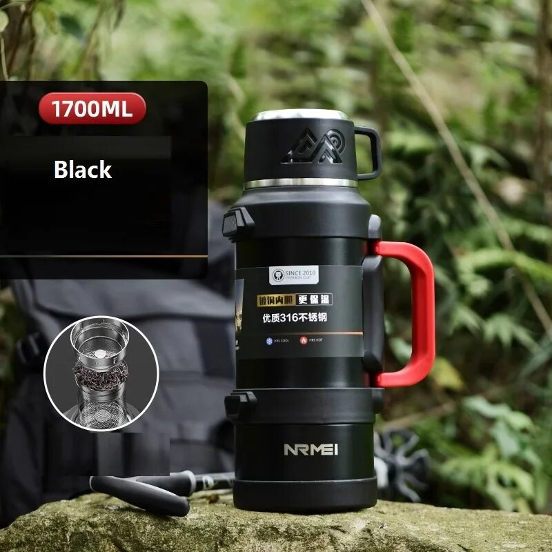 Термос EWAYS из нержавеющей стали 1700/2500 мл черный/армейский зеленый Черный, Black 1700ML