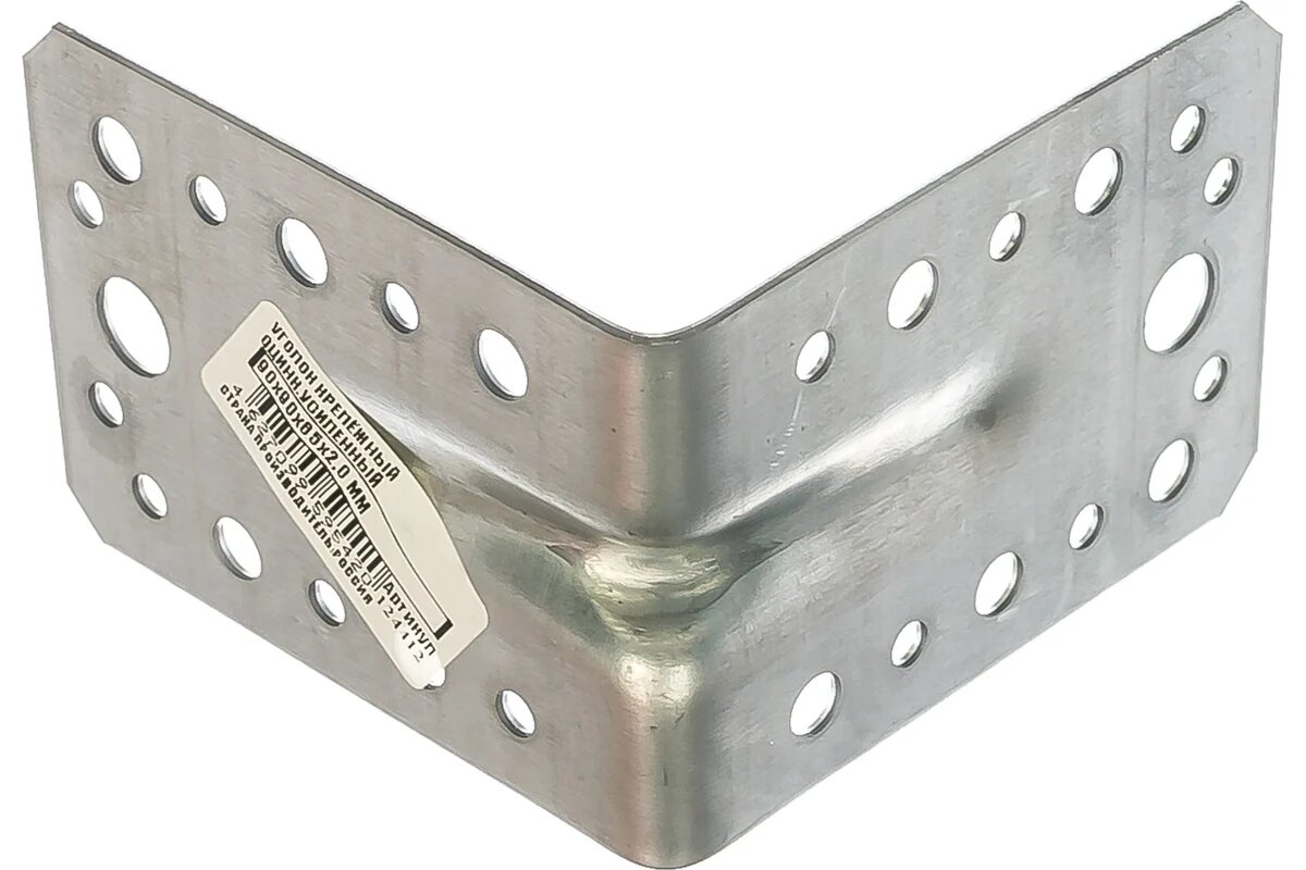 Tech-Krep усиленный крепежный уголок оцинкованный 90x90x65x2,0 мм накл. 124412