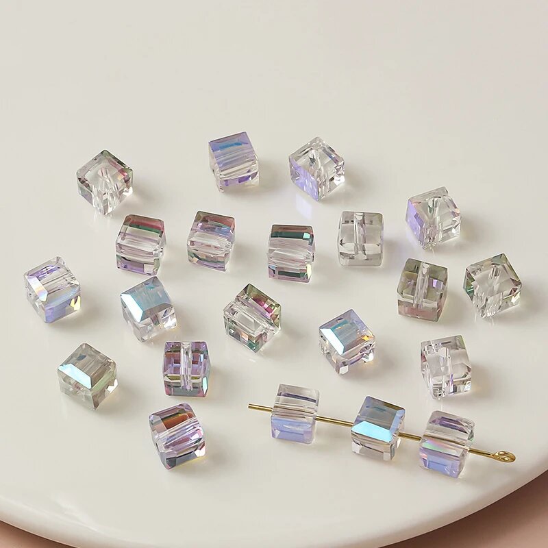 Квадратные стеклянные бусины 8 мм, 20 шт, UQRUIDIYBEADS Серебряный, 4