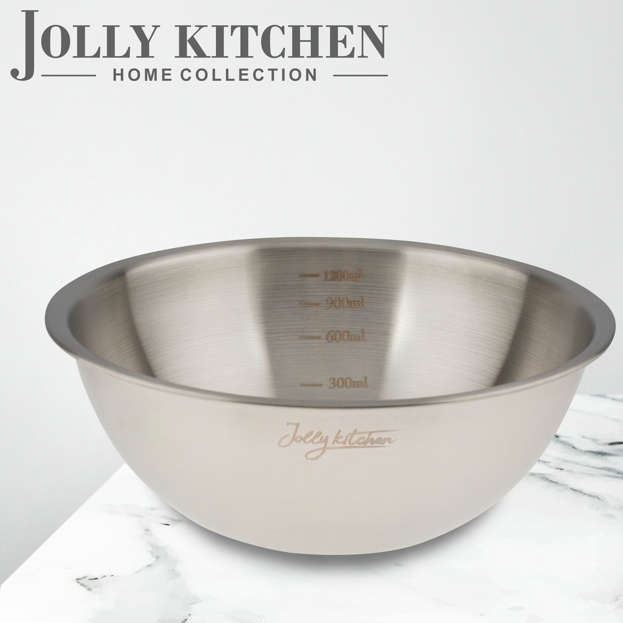 Миска-салатник Jolly Kitchen c мерной шкалой нерж. сталь матовый/глянец 19,5 см