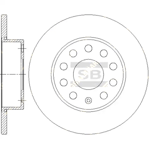 HI-Q SD5412 диск тормозной задний черный\ Audi (Ауди) a3, Skoda (Шкода) octavia, VW Touran (Тоуран) (Комплект 2 штуки)