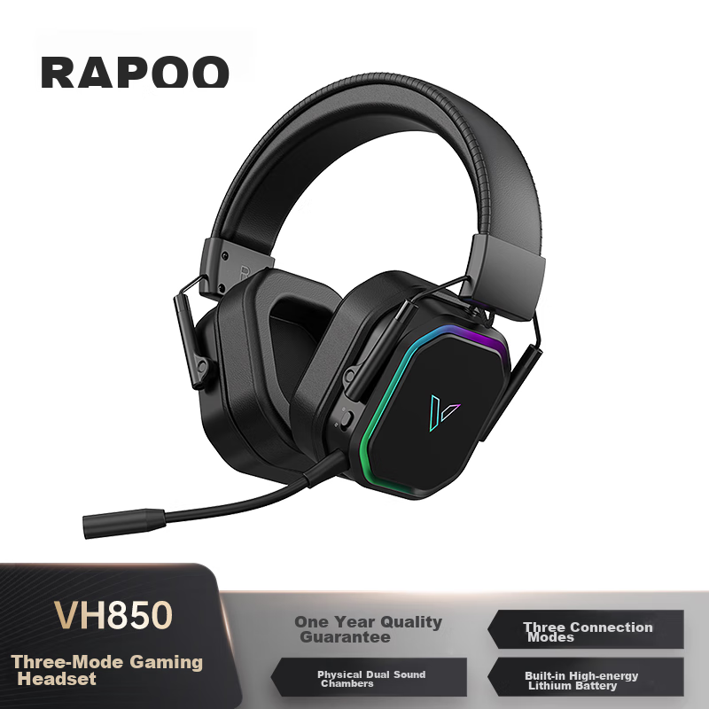 Беспроводные наушники Rapoo VH850 Tri-Mode Wireless Gaming Headset, с микрофоном, цвет черный