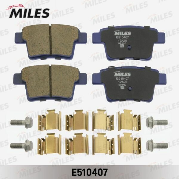 Колодки тормозные дисковые задние, комплект Miles E510407 "Керамика, Ceramic" / FORD MONDEO III 09.04-/JAGUAR X-TYPE