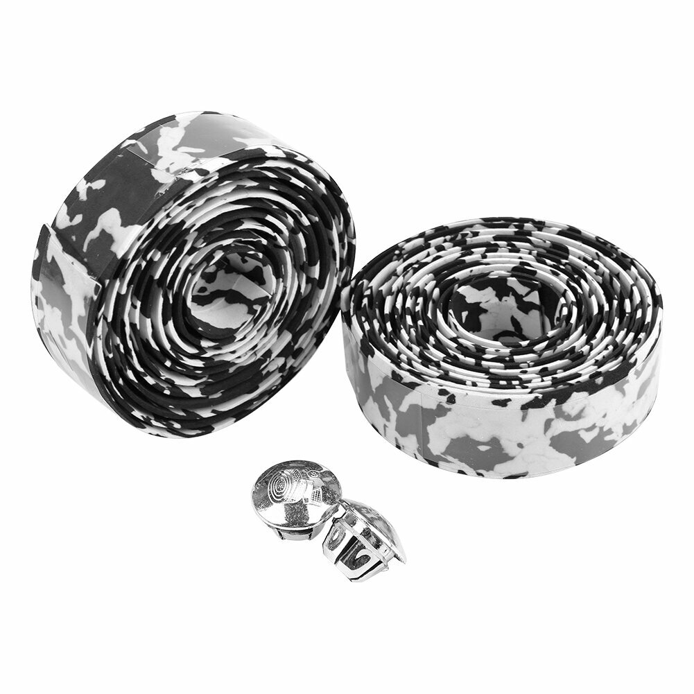 EVA Cycling Handlebar Bar Tape Lightweight Road Bike Bicycle Handle Wrap Black & White