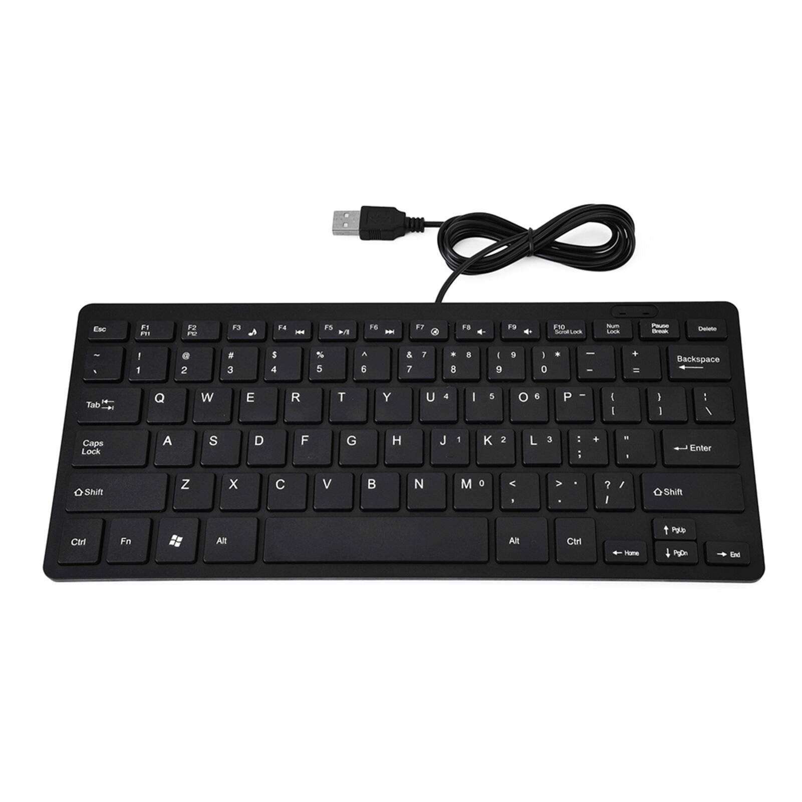 Ультратонкая проводная мини-USB-клавиатура с 78 клавишами для настольных портативных ПК, черная, компактная и портативная для домашнего офиса