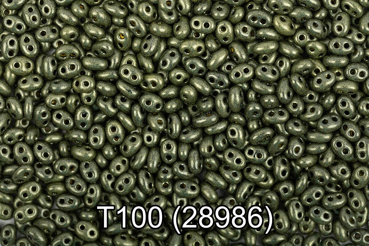 Бисер Чехия "GAMMA" TWIN 3 321-96001 2.5 x 5 мм 10 х 5 г 1-й сорт T100 т. болотный ( 28986 )