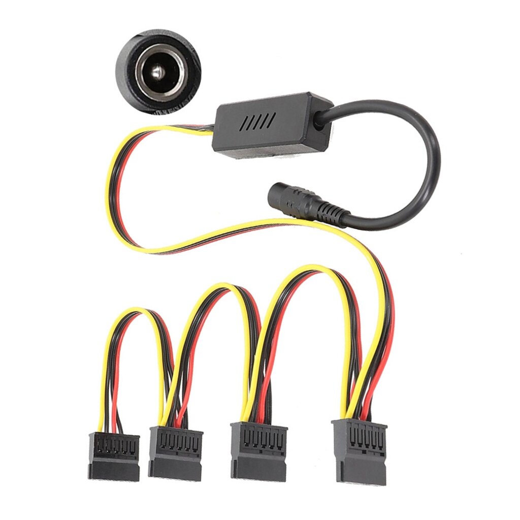 Комплект для подключения питания, Кабель питания DC 5525 для жесткого диска DC на SATA - один к четырем