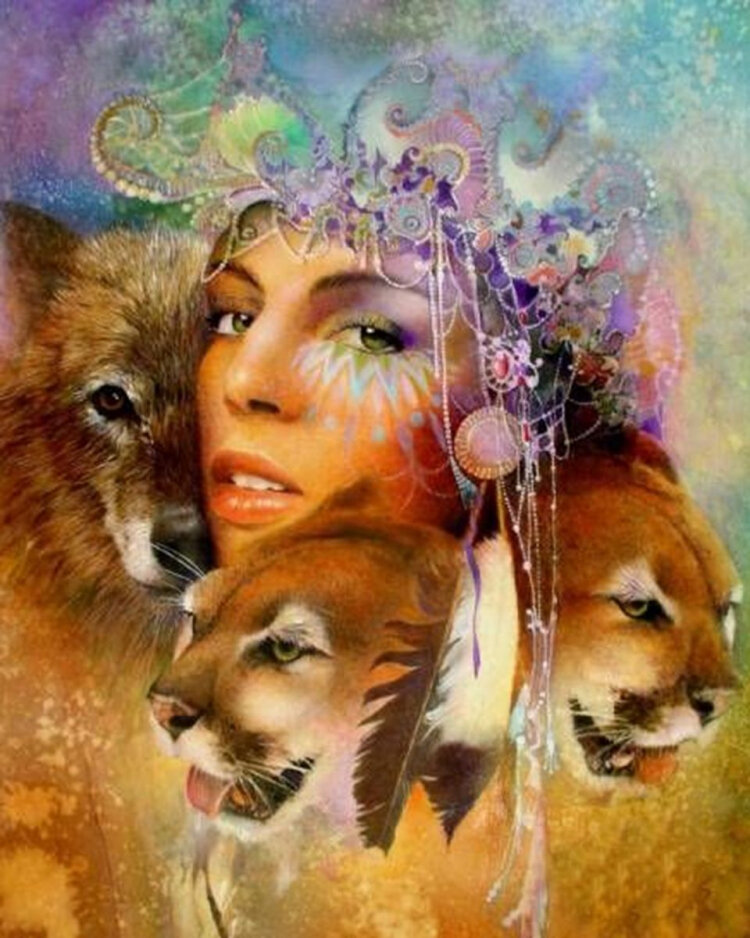 Картина по номерам ARTYARD холст на подрамнике 40х50 см - Девушка и пумы