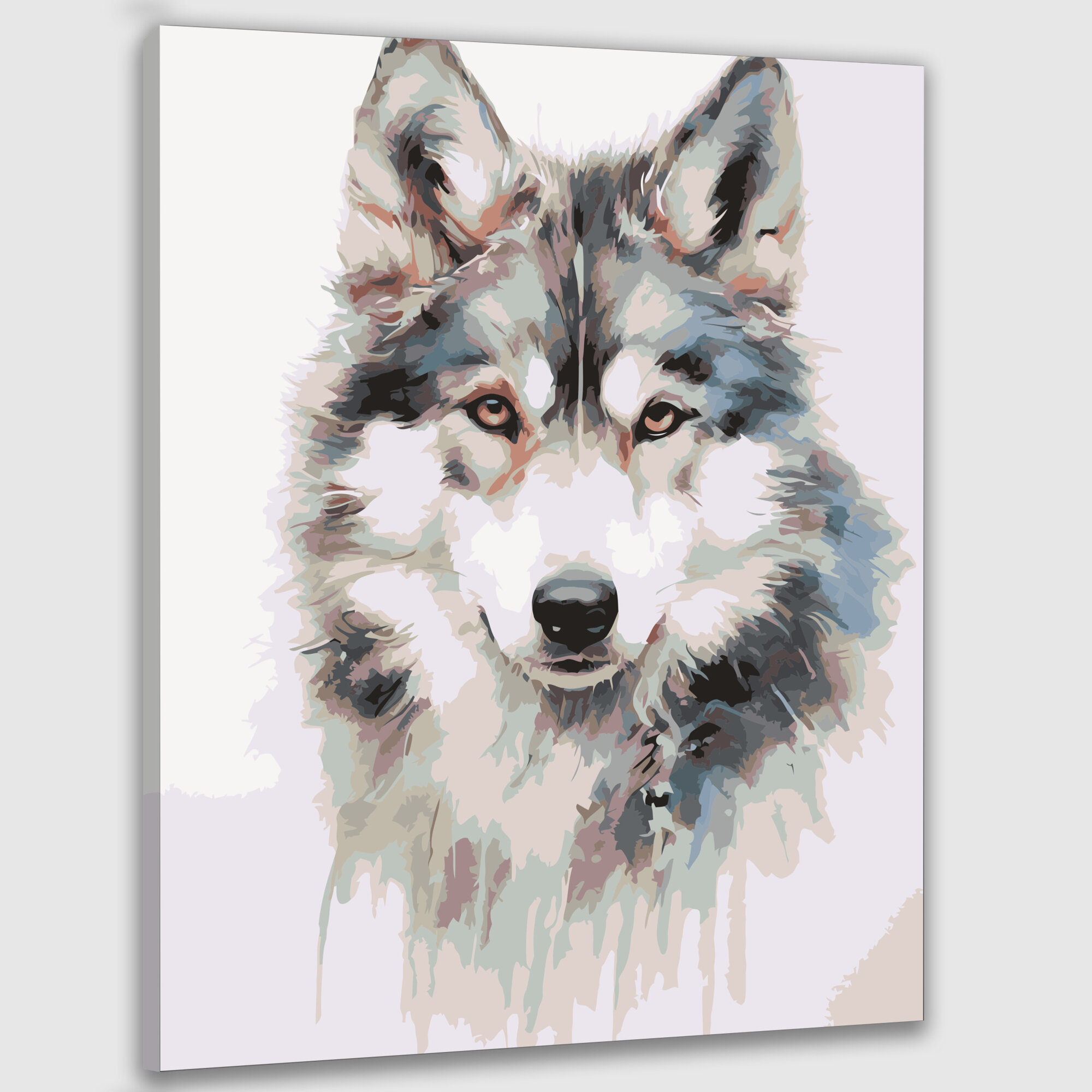 Картина по номерам 40x50 см, картина, набросок, уголь, стойкая хаски, ледяной взгляд, текстура меха