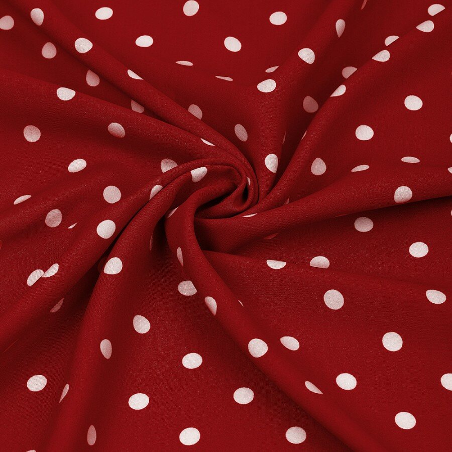 Ткань Штапель в горошек 90 г/м² 100% вискоза шир.145см TBY. Vidt.07 цв. красный уп.2м