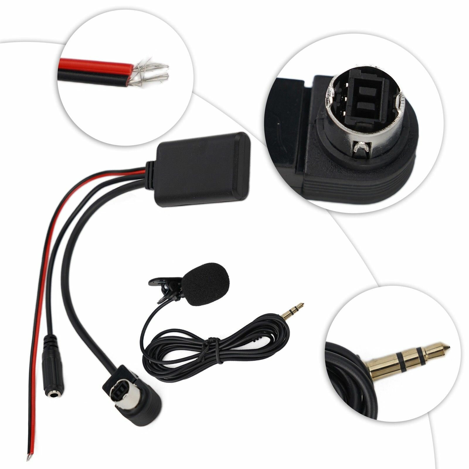 Bluetooth 5.0 AUX адаптер с внешним микрофоном для Alpine (CDA/IDA/DVA, совместим с INA-N333RS/RRS и др.) — передача музыки и громкая связь