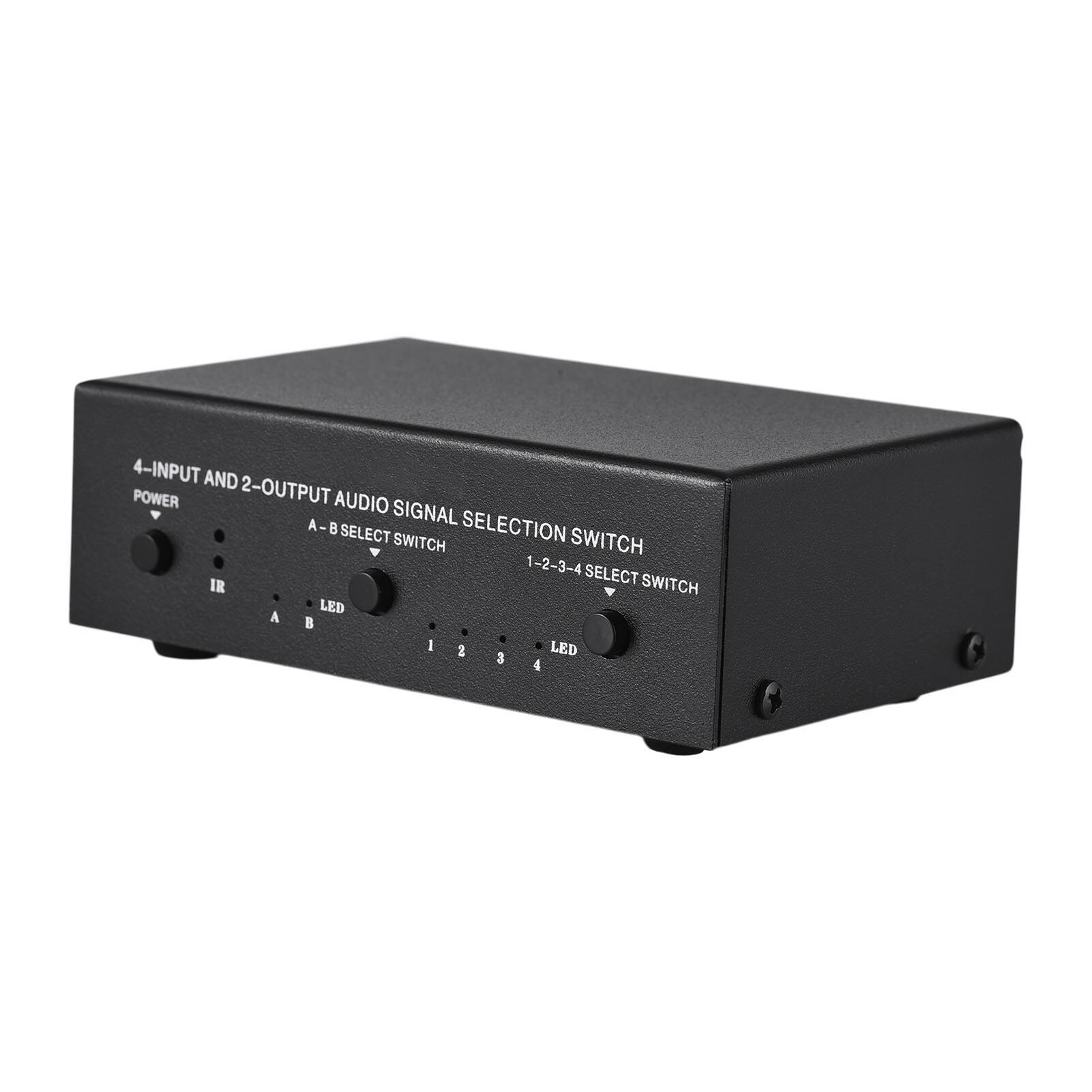 LYNEPAUAIO RCA аудио видео коммутатор селектор 4 в 2 выхода или 2 в 4 выхода аудио частота сигнала селектор с пультом дистанционного управления RCA интерфейс Plug and Play для ТВ аудио MP3 CD плеер видеоигр