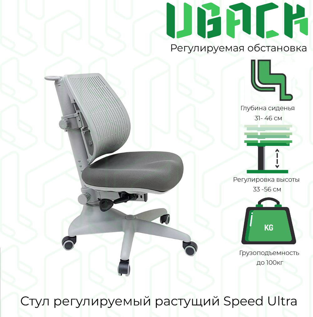 Стул-кресло Speed Ultra, полимерная спинка, съемный чехол, серый
