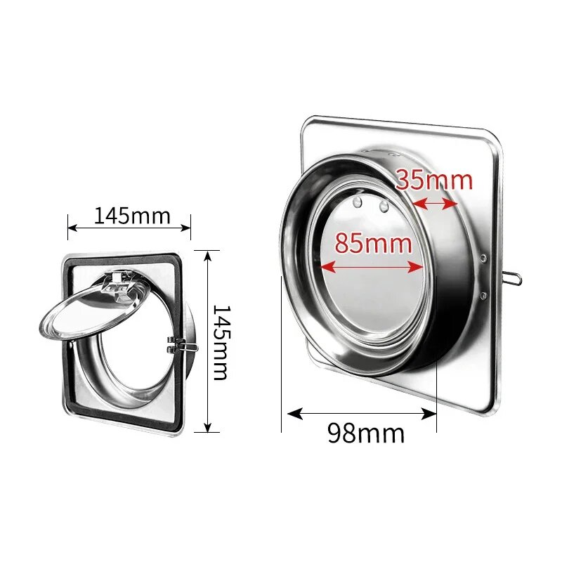 Обратный клапан из нержавеющей стали для вытяжки 100/150/160/180 мм 100mm