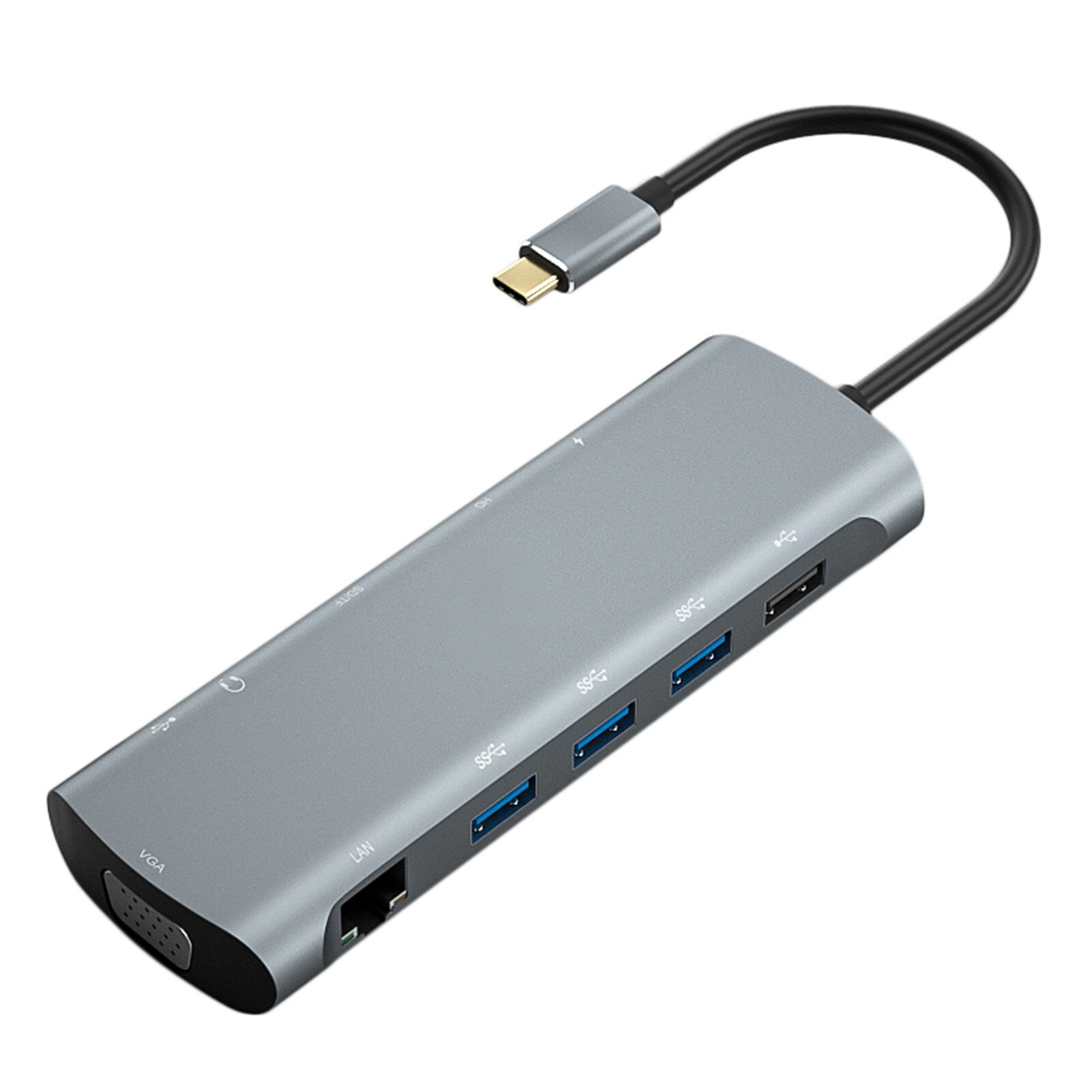 12-в-1 док-станция с док-станцией в центре типа C в PD HD VGA USB3.0*3 USB2.0 RJ45 HEADPER HEADPERPER.