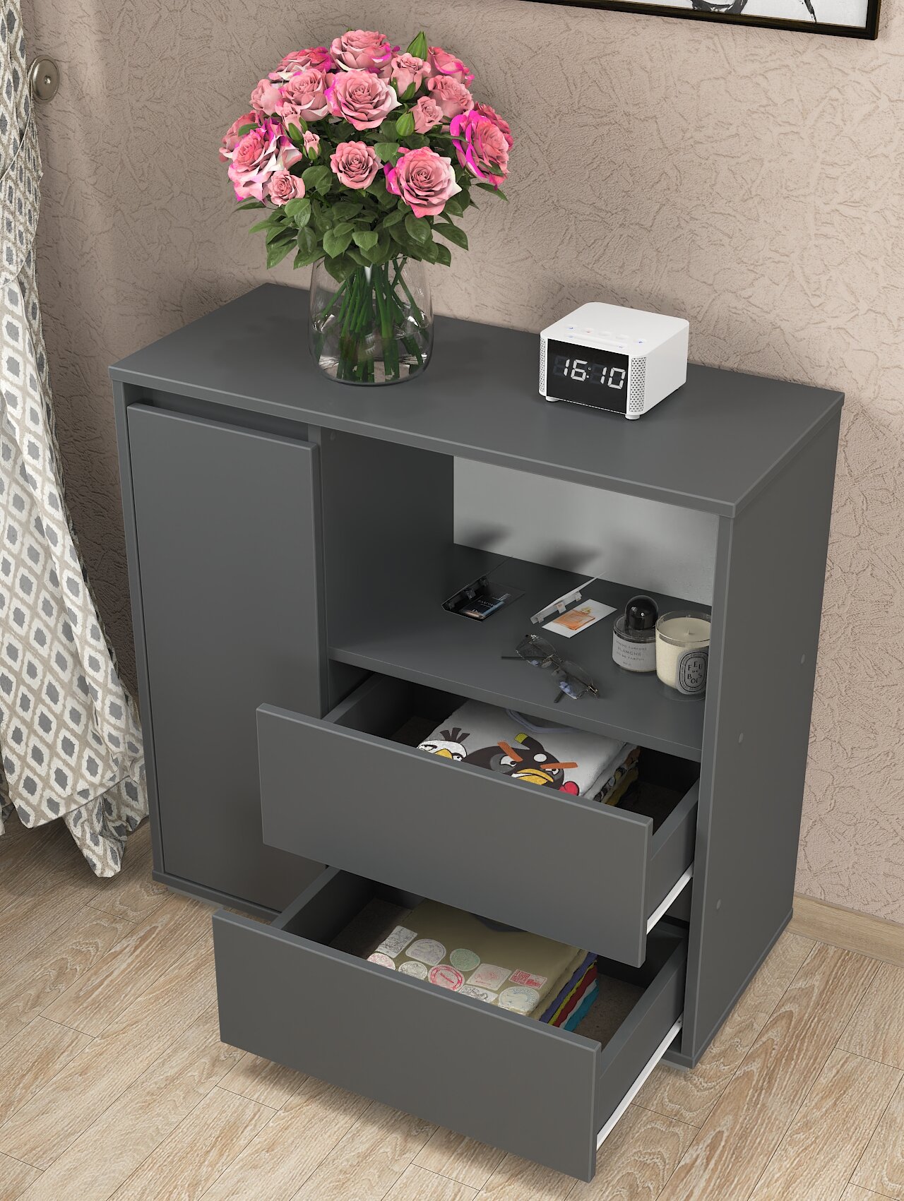 Комод деревянный с ящиками и полками №14