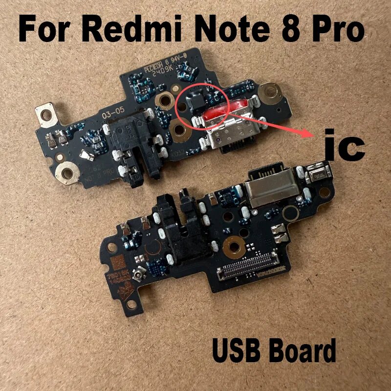 Для Xiaomi Redmi Note 8 Pro USB-порт для зарядки, основная материнская плата, разъем для микрофона, замена гибкого кабеля USB BOARD