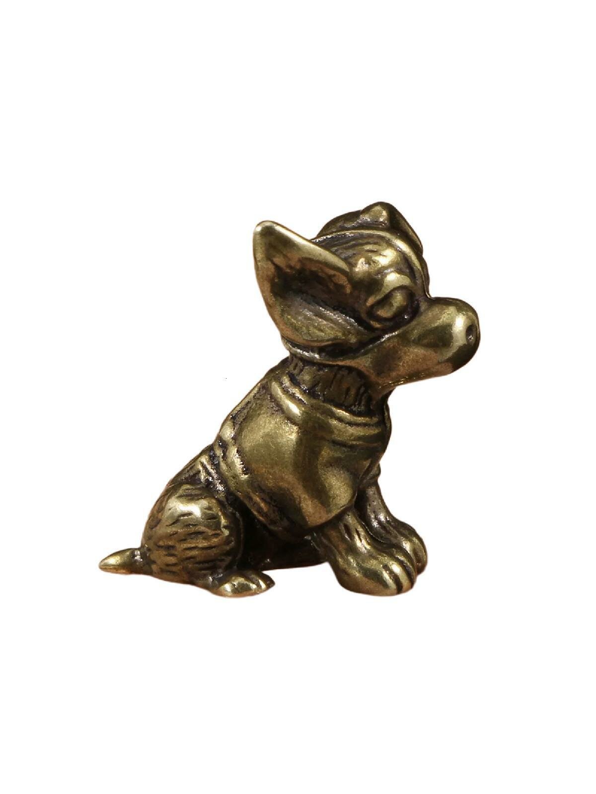 Латунная собачья фигурка, медная скульптура Собаки, антиквариат для подарка любителю животных