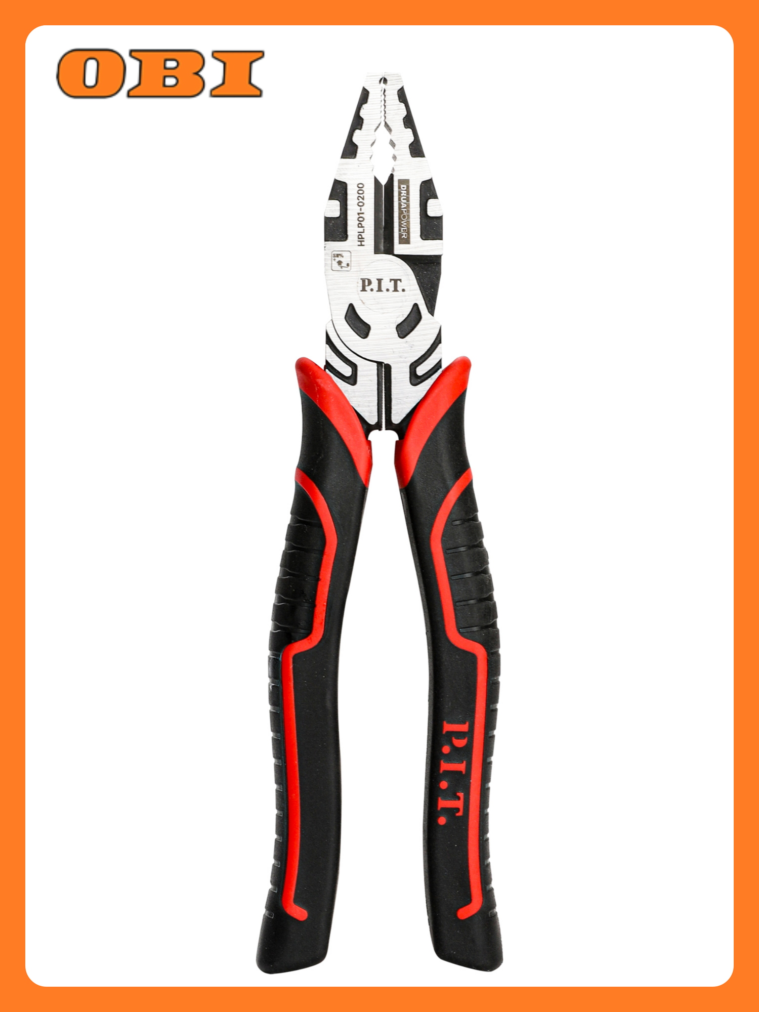 Плоскогубцы P.I.T. HPLP01-0200, двухкомпонентные рукоятки, 200мм
