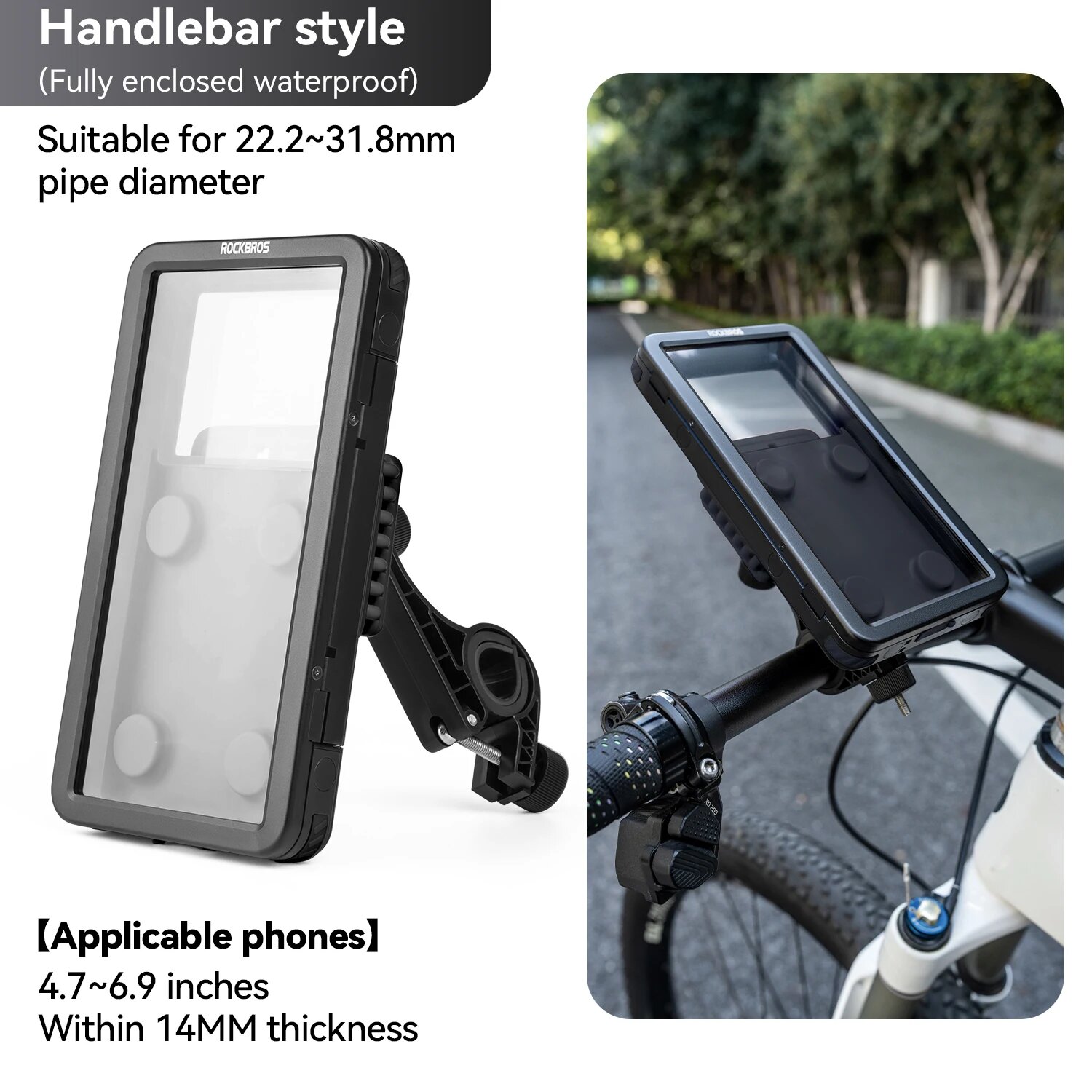 ROCKBROS Водонепроницаемый держатель для телефона для велосипеда 250018001