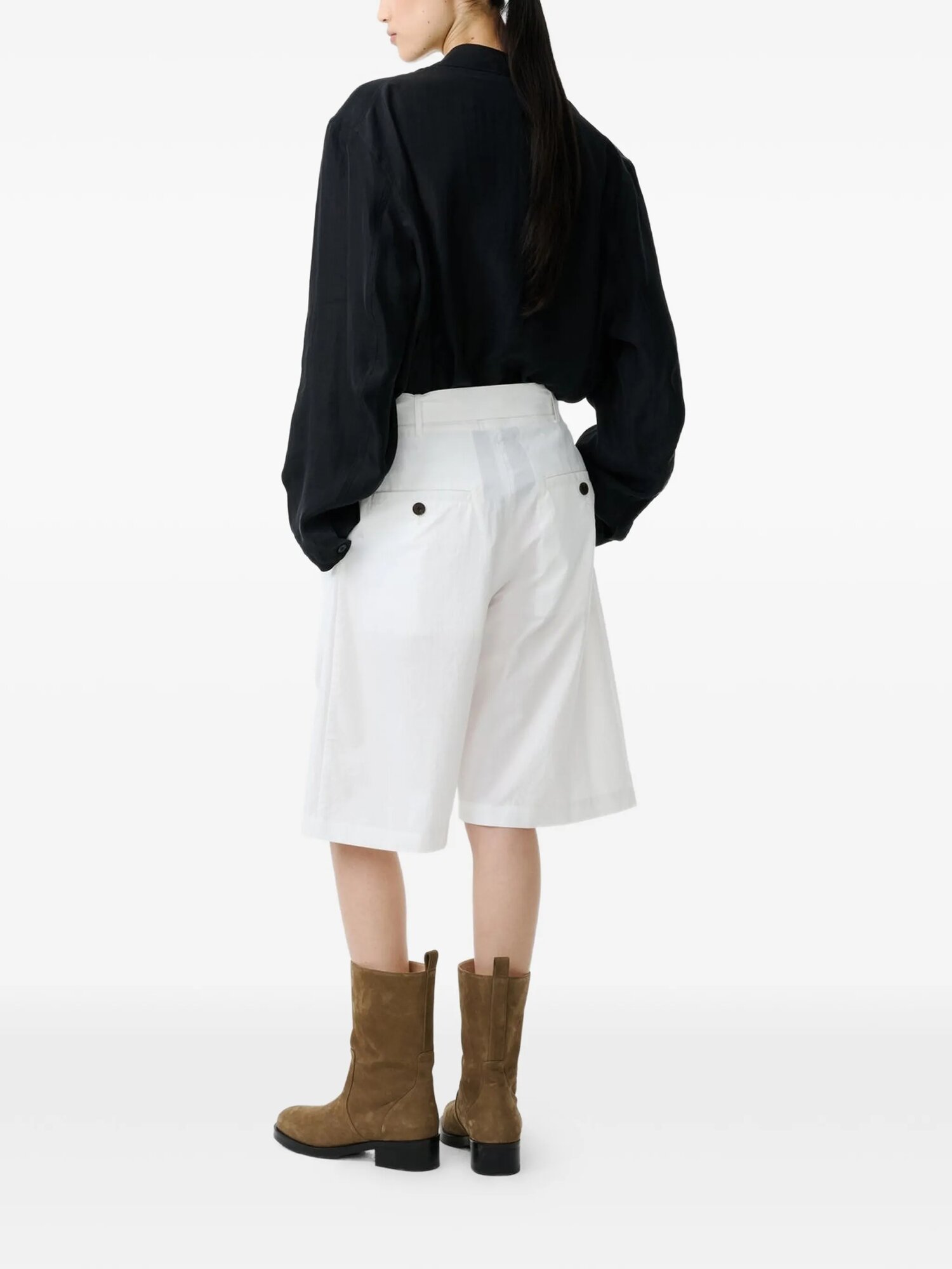 Шорты Studio Nicholson Creon belted pleated shorts, размер 14, white — фото 1