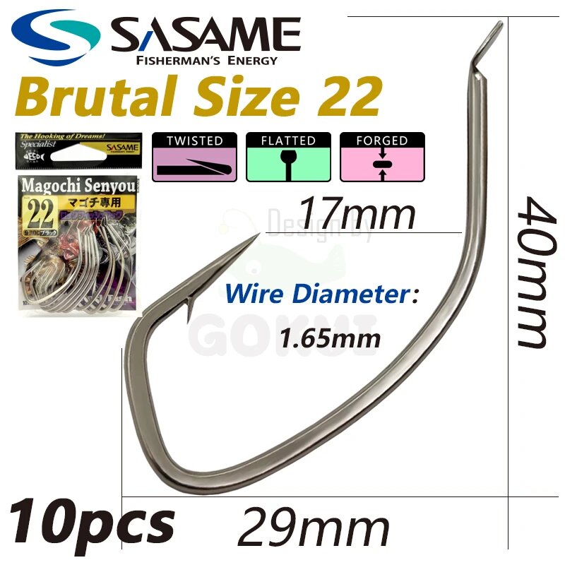 SASAME Рыболовные крючки для морского окуня Brutal Size 22
